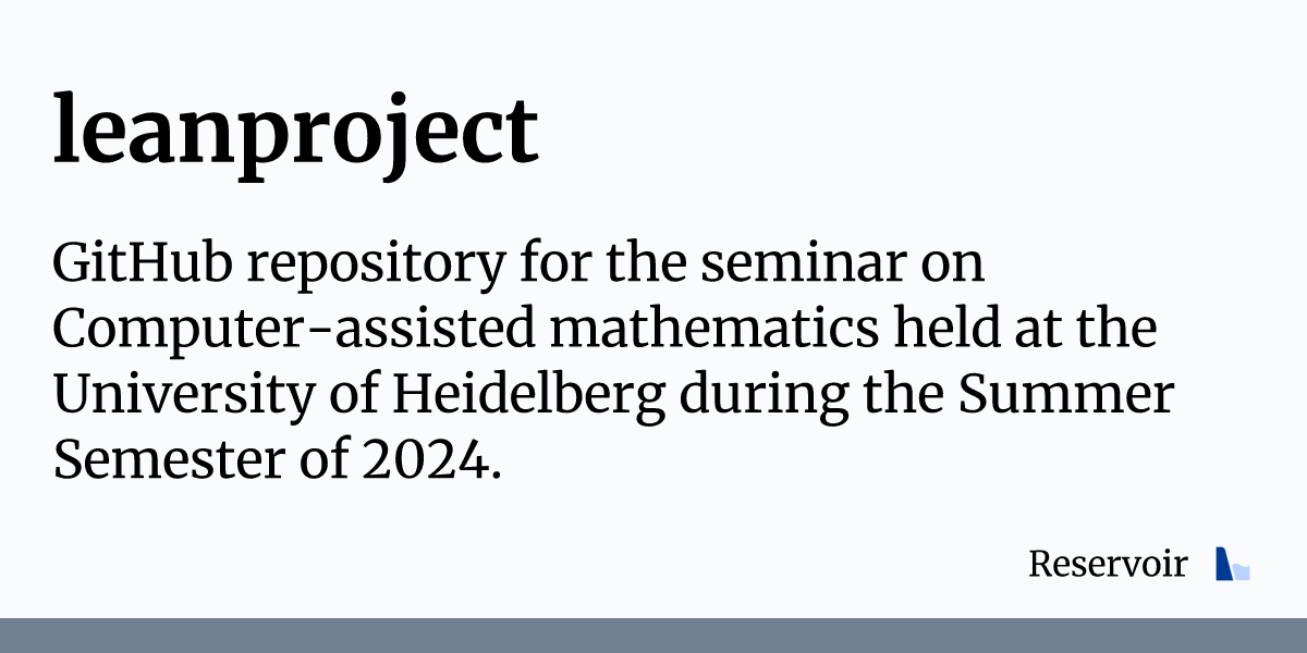 leanproject | Reservoir