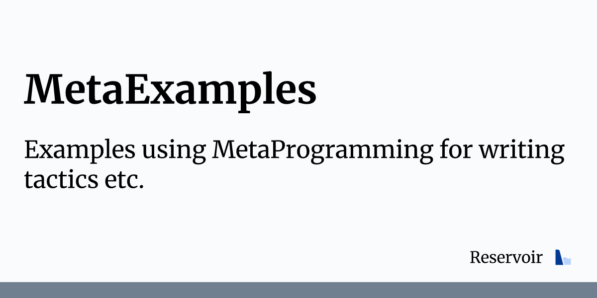 MetaExamples | Reservoir